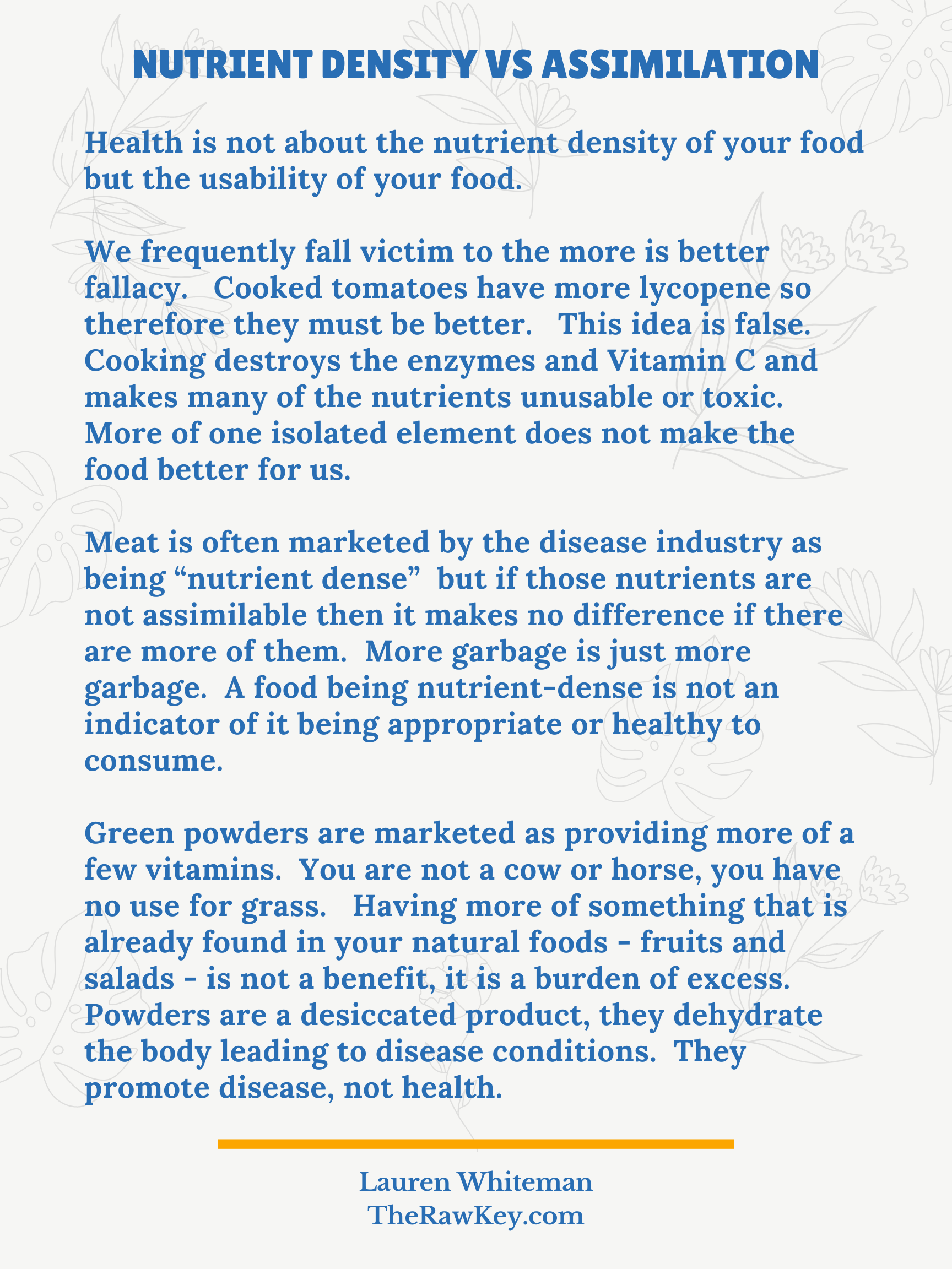 Nutrient Density vs Assimilation - The Raw Key